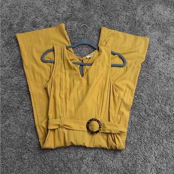 Monteau | Tops | Monteau Mustard Sleeveless Jumpsuit With Belt | Poshmark
